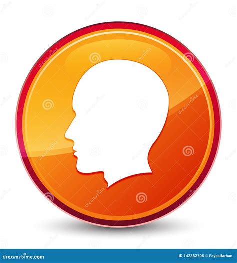 Head Male Face Icon Special Glassy Orange Round Button Stock Vector