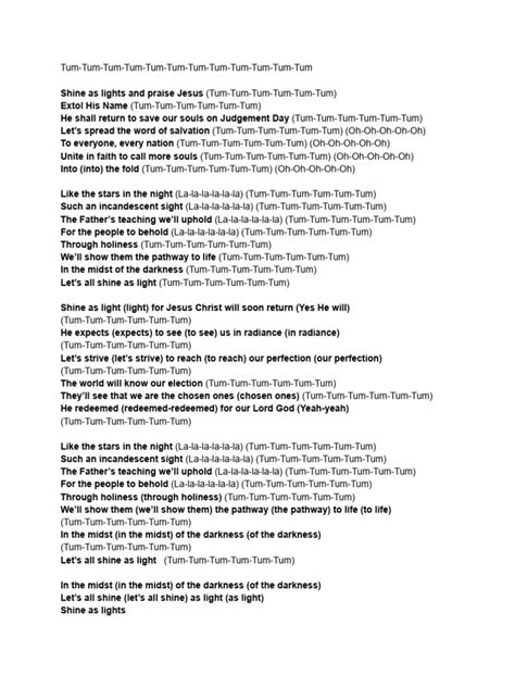Shine Lyrics Pdf