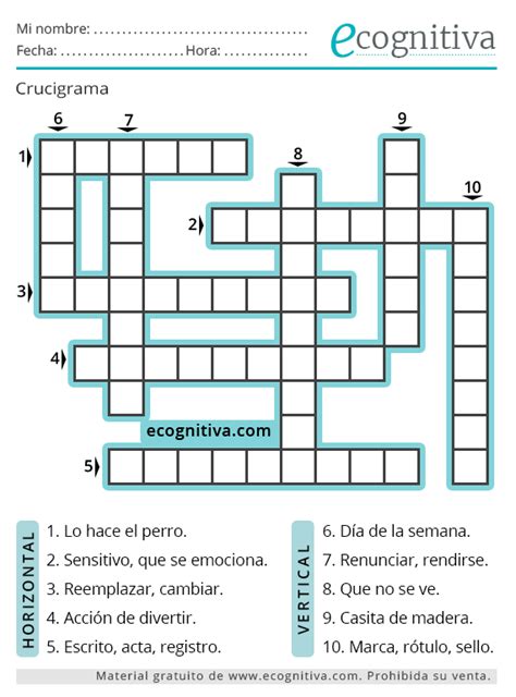 Crucigramas Gratis Para Imprimir Descargar Pdf Ecognitiva