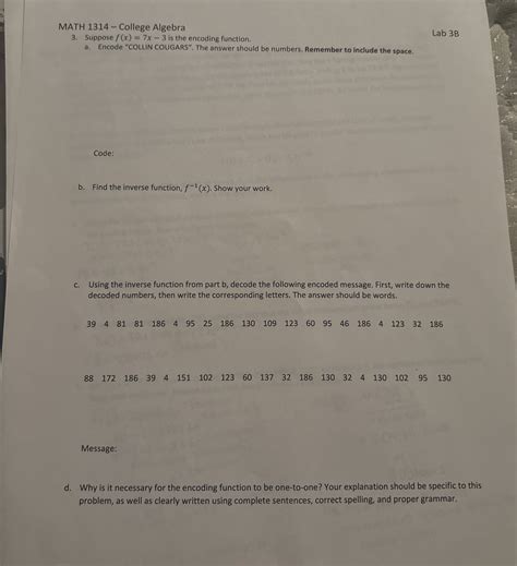 Solved Math 1314 ﻿college Algebra3 ﻿suppose Fx7x 3 ﻿is