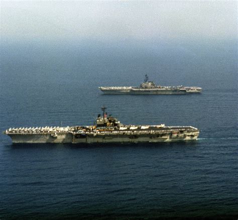 Uss Saratoga Cv 60 And Uss Coral Sea Cv 43 Underway In Augusta Bay