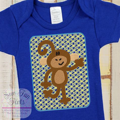 Monkey Block Embroidery Design Sew Fun Fonts