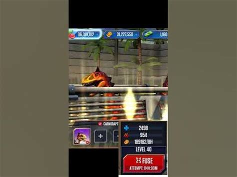 Carnoraptor Max Damge Level 40 Ii Jurassic World The Game Ii Dinosaurs