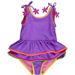 Rufflebutts Girls Upf50 Crochet Detail Peplum One Piece Swimsuit
