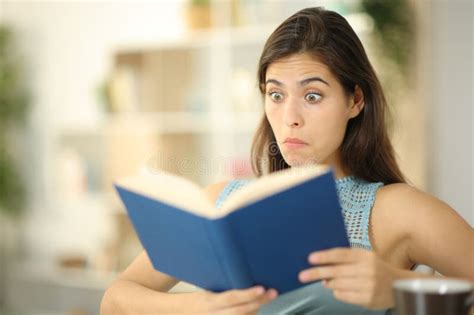 Perplexed Book Reader Reading At Home Stock Image Image Of Awkward