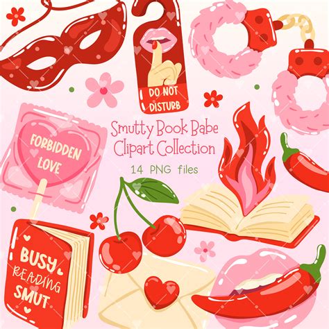 Spicy Bookish Clipart Set Smut Reader Png Bundle Steamy Romance Novel
