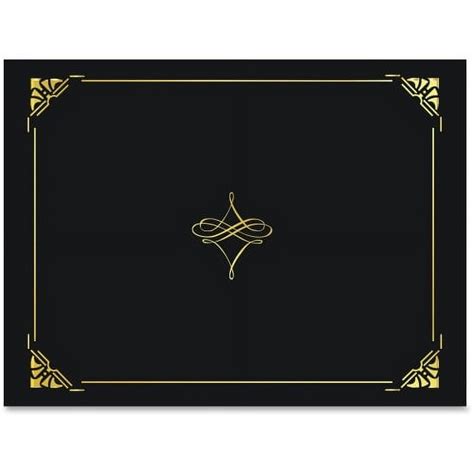 Geographics Gold Foil Border Certificate Holder Black 5 Pack