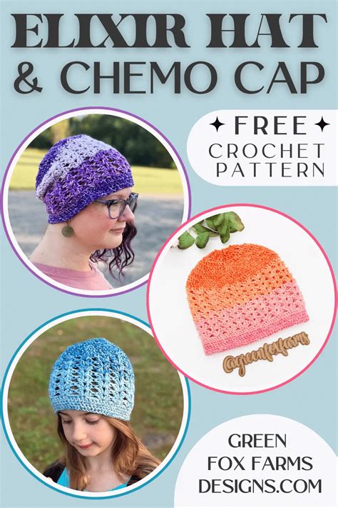 Elixir Chemo Cap Crochet Pattern Free Cancer Hat • Green Fox Farms Designs