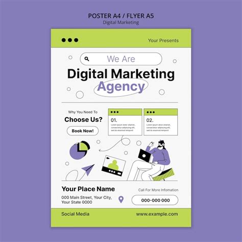 Flat Design Digital Marketing Template Free Psd