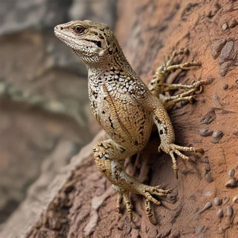 A Lizard Is On A Tree Trunk With A Brown Background Premium Ai
