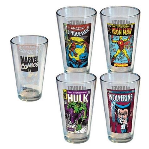 Marvel Vintage Comic Covers Pint Glass 4 Pack