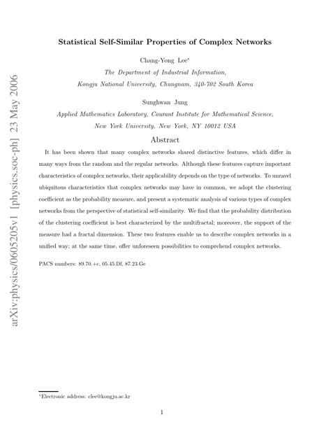Pdf Statistical Self Similar Properties Of Complex Networks