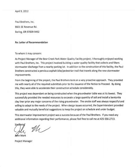 Employee Former Employee Letter Of Recommendation Template