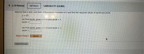 solved assume that x and y are both differentiable functions