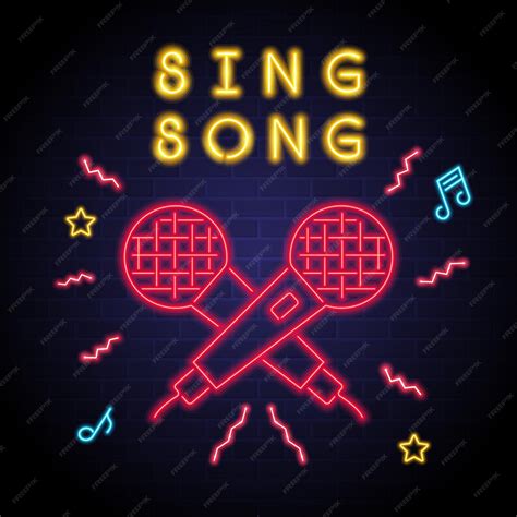 Premium Vector Karaoke Sing Song With Neon Light Bright Style Design