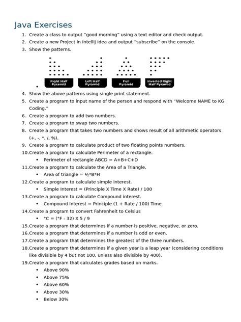 Java Exercises Pdf