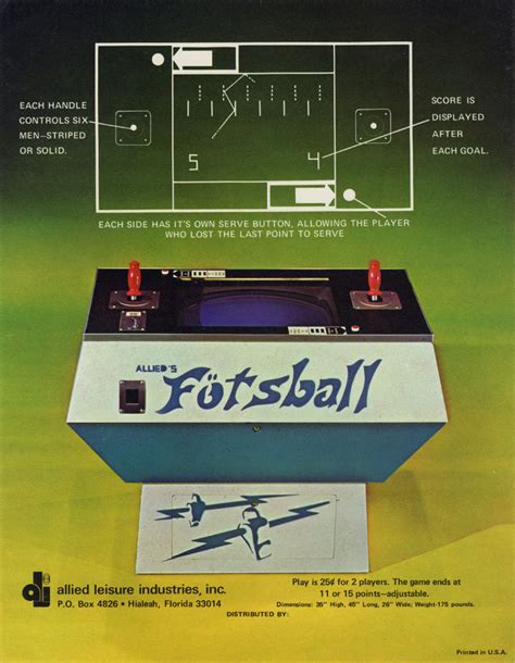 Fütsball Allied Leisure Industries Video Game 1975 Usa The