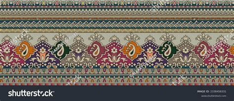 Seamless Digital Multicolor Border Pattern Stock Illustration