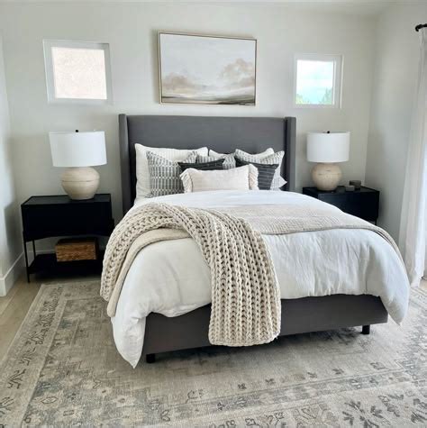 Guest Bedrooms Home Home Décor White Bedding Grey Headboard Gray