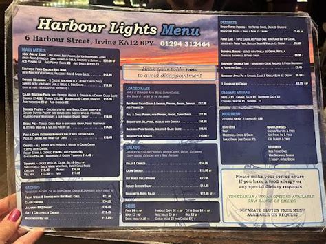 Menu At Harbour Lights Pub And Bar Irvine 6 Harbour St