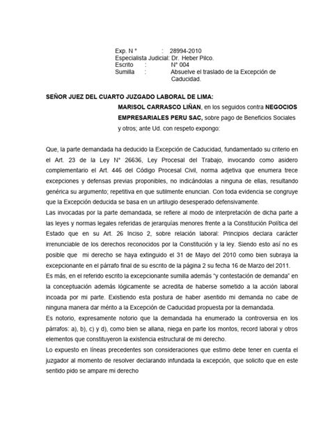 Caso Laboral Discoteca Vodoo Pdf Ley Procesal Demanda Judicial