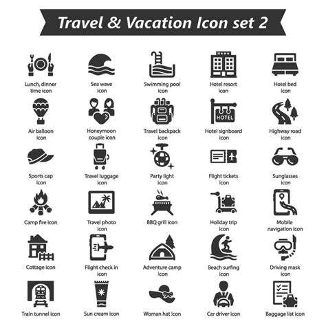 Travel Vacation Icon Set 2 34965549 Vector Art At Vecteezy