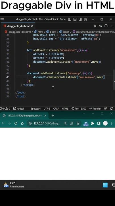 how to make a draggable div in html and js coding webdevelopment