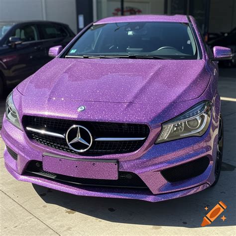 A Mercedes Benz Car Covered In Sparkly Purple Glitter Wrap On Craiyon