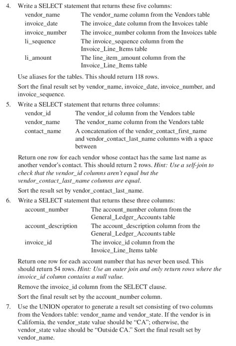 4 Write A Select Statement That Returns These Five