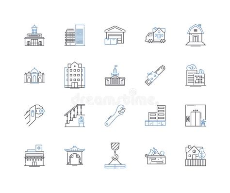Infrastructure Construction Line Icons Collection Foundation Highway