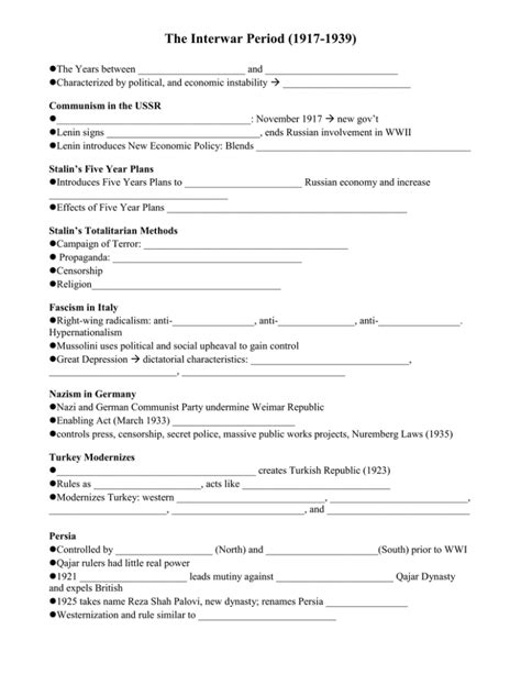 The Interwar Period 1917 1939