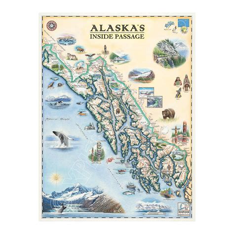 Alaskas Inside Passage Hand Drawn Map Fish Creek Company