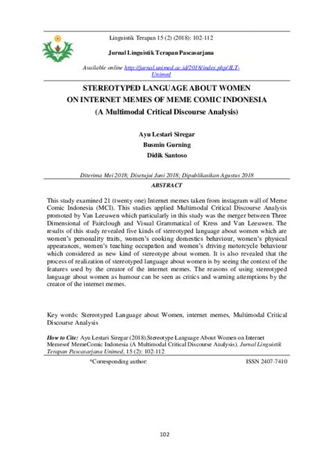 Pdf Stereotyped Language About Women On Internet Memes Of Meme Comic
