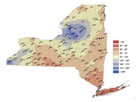 New York State Annual Snowfall Map • Nyskiblog Directory