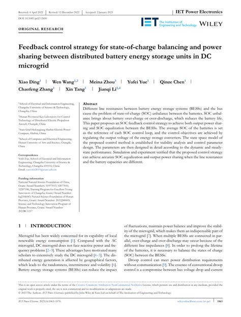 Pdf Feedback Control Strategy For State‐of‐charge Balancing And Power
