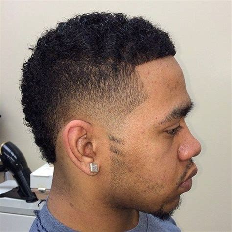 Black Men Faux Hawk Fade