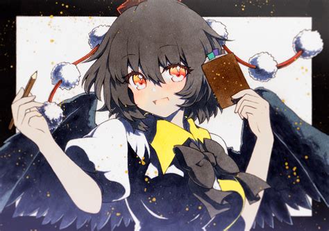 Rinka Qqqrinkappp Shameimaru Aya Touhou Highres 1girl Black Bow Black Bowtie Black Hair