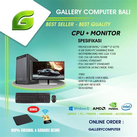 Jual Cpu Dan Monitor 24inci Komputer Pc Rakitan Intel Core I7 Gen4 Shopee Indonesia