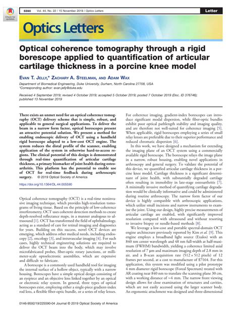 Pdf Optical Coherence Tomography Through A Rigid Borescope Applied To