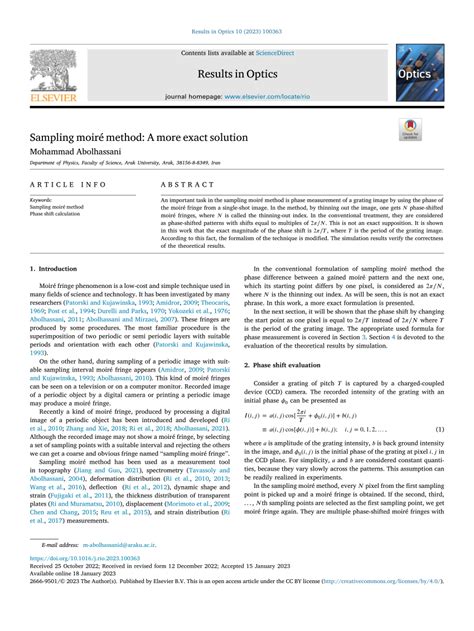 Pdf Sampling Moiré Method A More Exact Solution