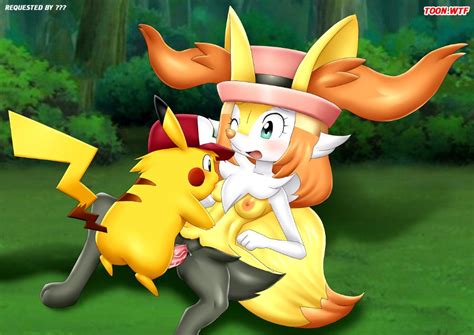 Rule 34 1girls Ash Ketchum Ashchu Bbmbbf Braixen Palcomix Penis In