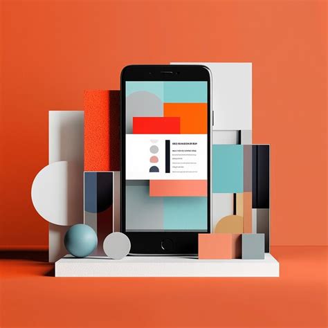 Abstract Geometric Composition With Colorful Shapes Premium Ai Generated Image