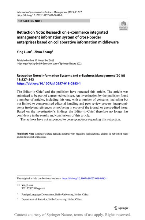 Retraction Note Research On E Commerce Integrated Management Information System Of Cross Border