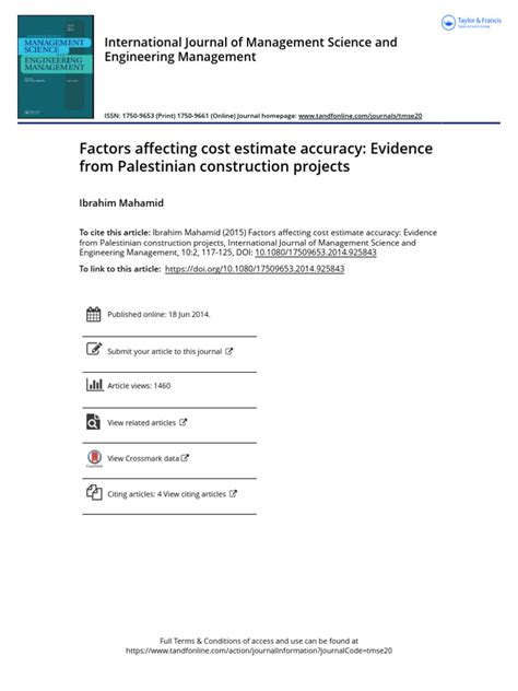 Factors Affecting Cost Estimate Accuracy Evidence From Palestinian