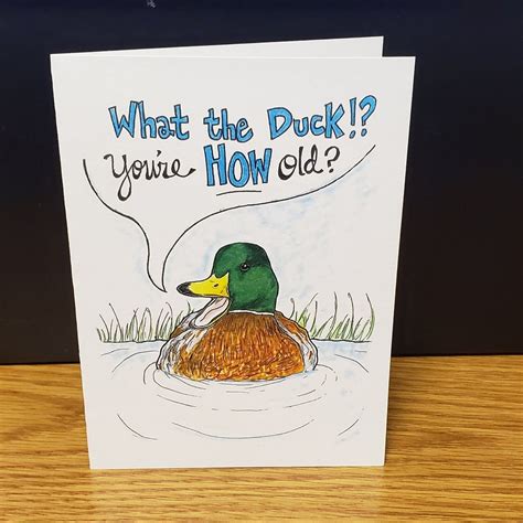 Old Duck Funny Birthday Card 5x7 Folded Greeting Mallard Duck Duck