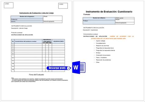 Formatos De Instrumentos De Evaluación Para Alumnos Materiales Didacticos