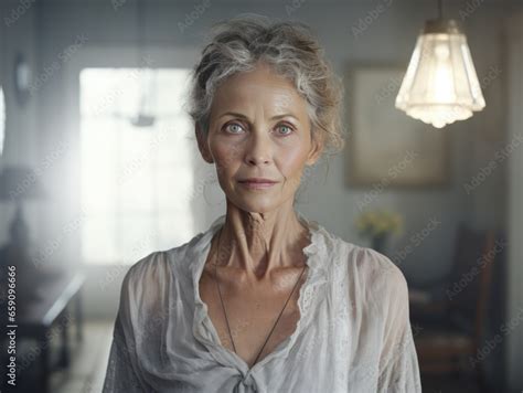 Beautiful Gorgeous 50s Mid Aged Mature Woman Looking At The Camera