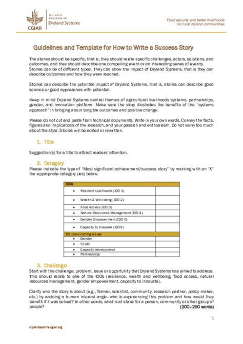 Guidelines And Template For How To Write A Success Story