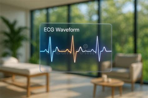 Modern Ecg Waveform Display In A Bright Medical Office Setting