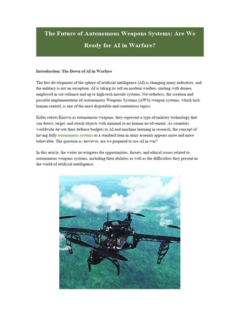 Autonomous Weapons Future Of Warfare Pdf Artificial Intelligence
